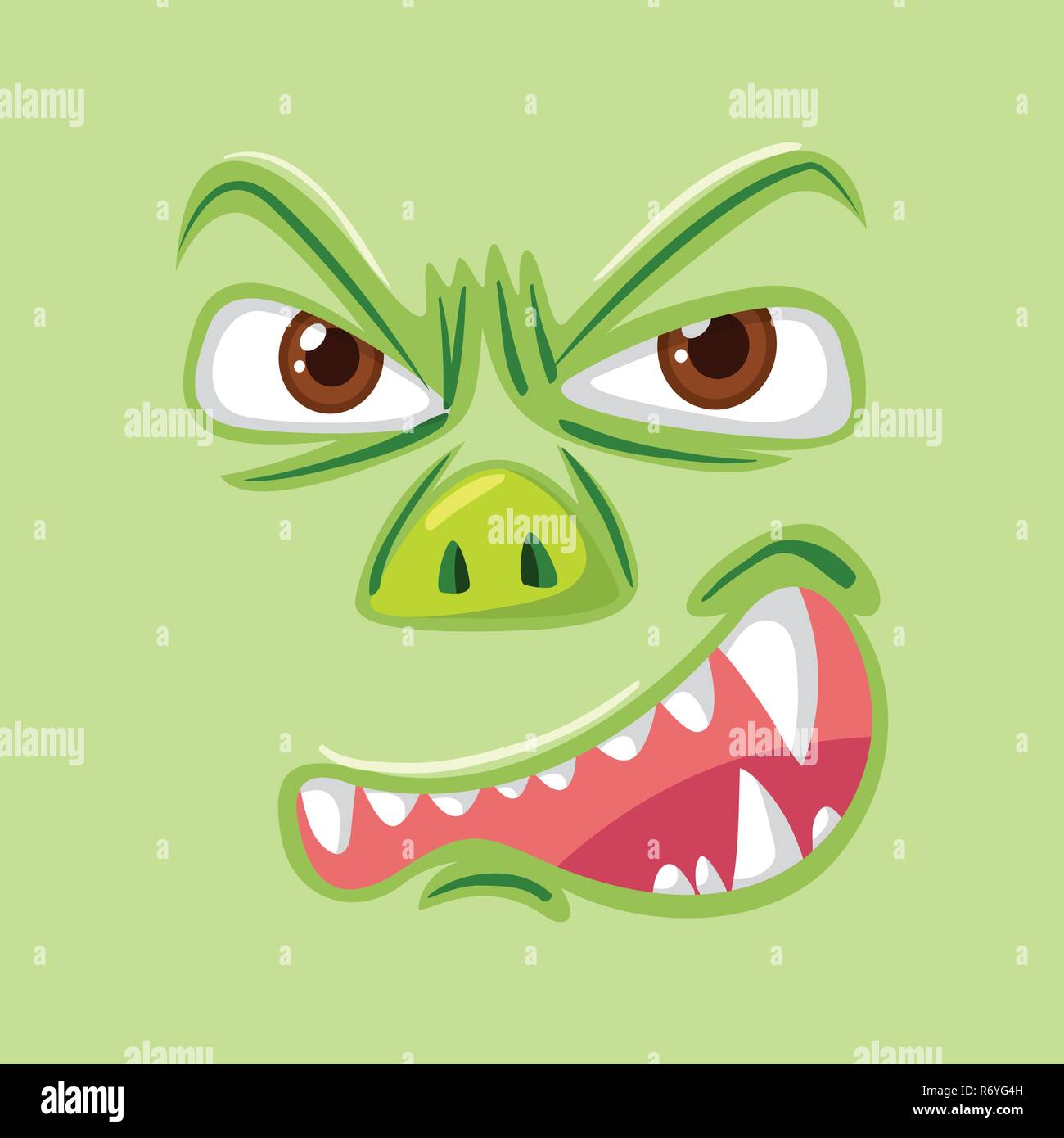 Angry green monster face illustration Stock Vector Image & Art - Alamy