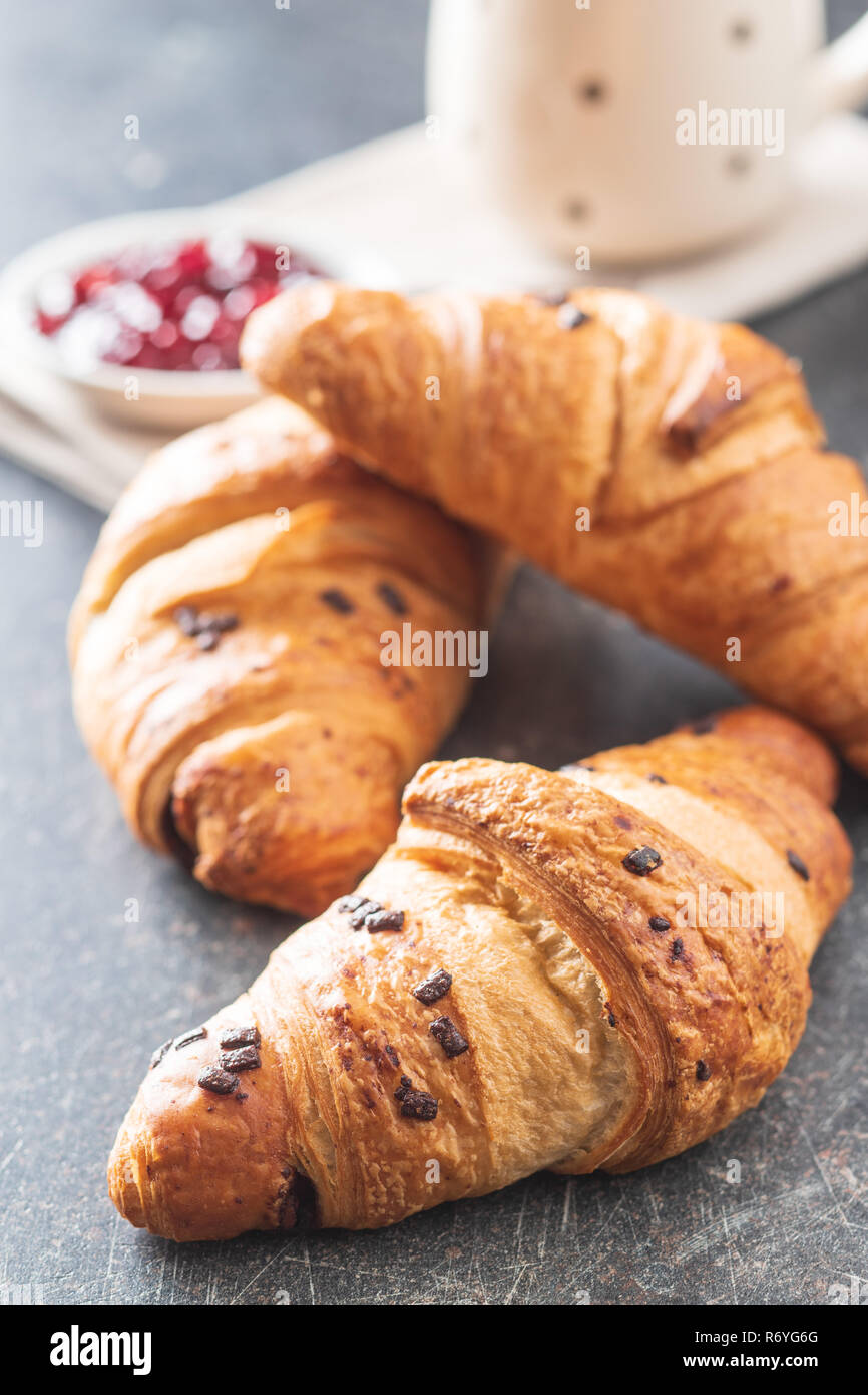 Croissant with chocolate crumbs Stock Photo - Alamy
