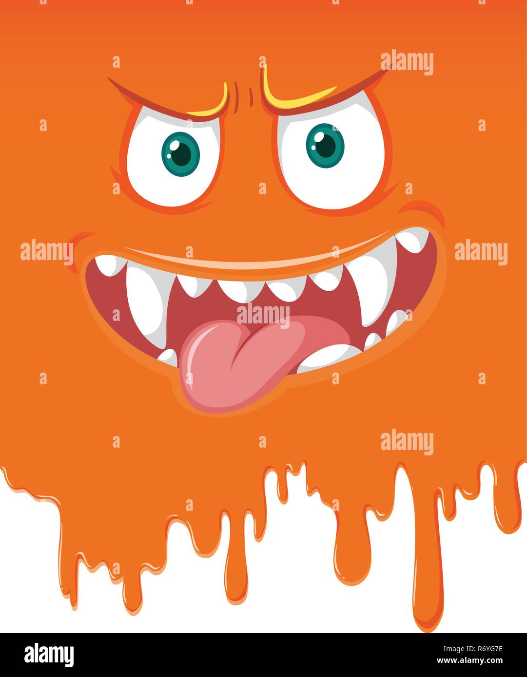 Orange monster face dripping illustration Stock Vector Image & Art - Alamy