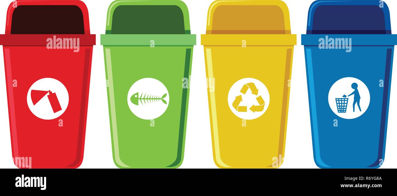 Set of recycling bins illustration Stock Vector Image & Art - Alamy