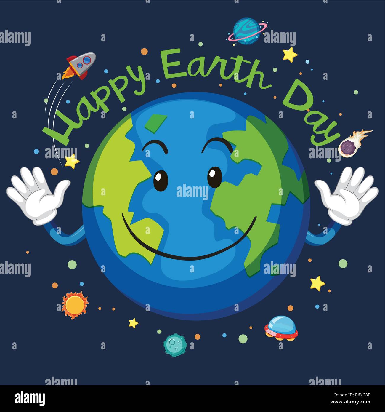 Happy earth day space concept illustration Stock Vector Image & Art - Alamy