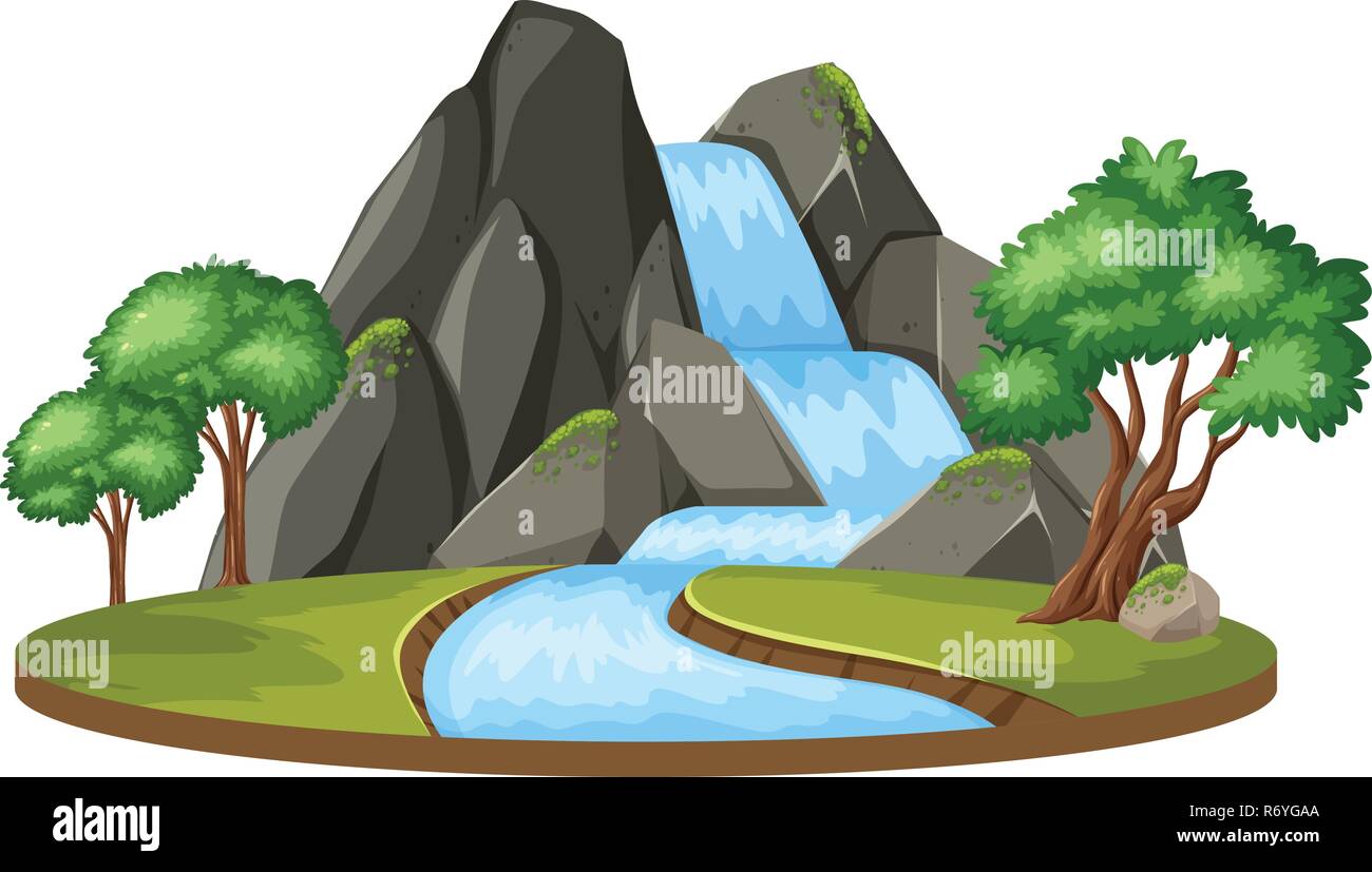 An isolated waterfall on white background illustration Stock Vector ...