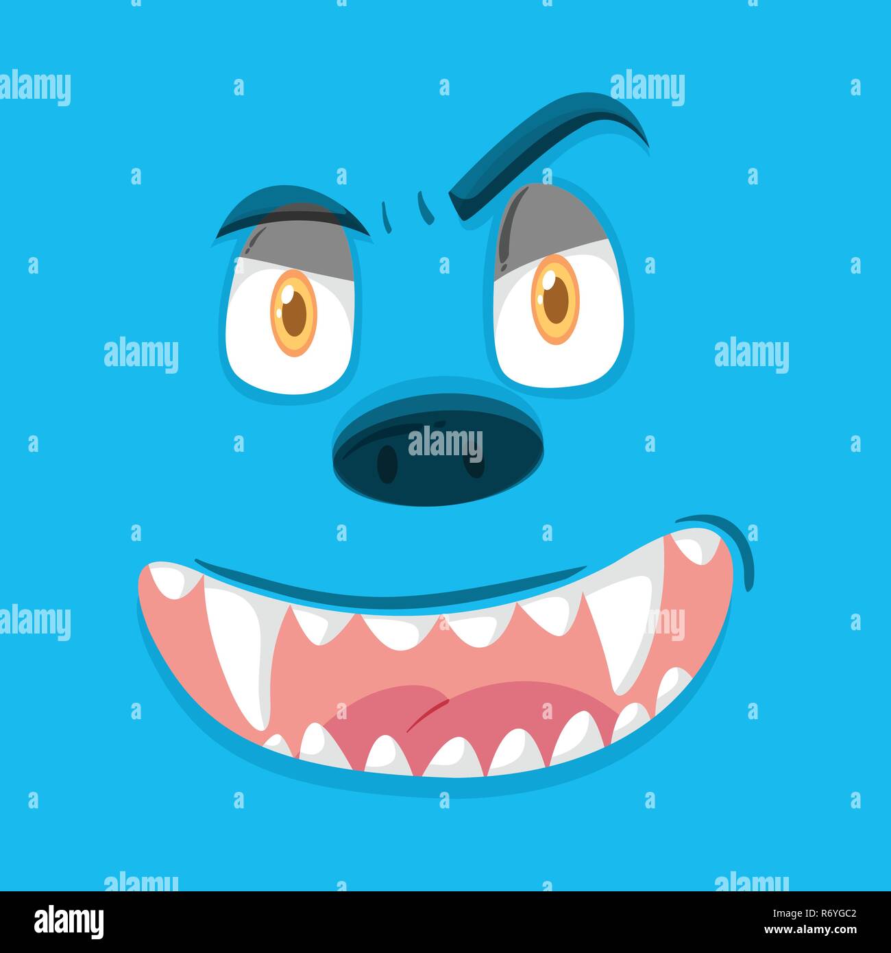 BLue monster facial expression illustration Stock Vector Image & Art ...