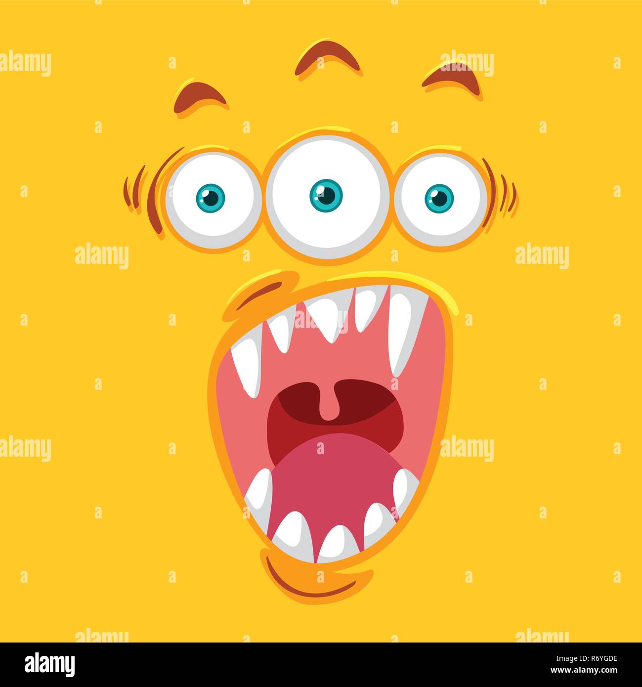 Three eyed monster face illustration Stock Vector Image & Art - Alamy