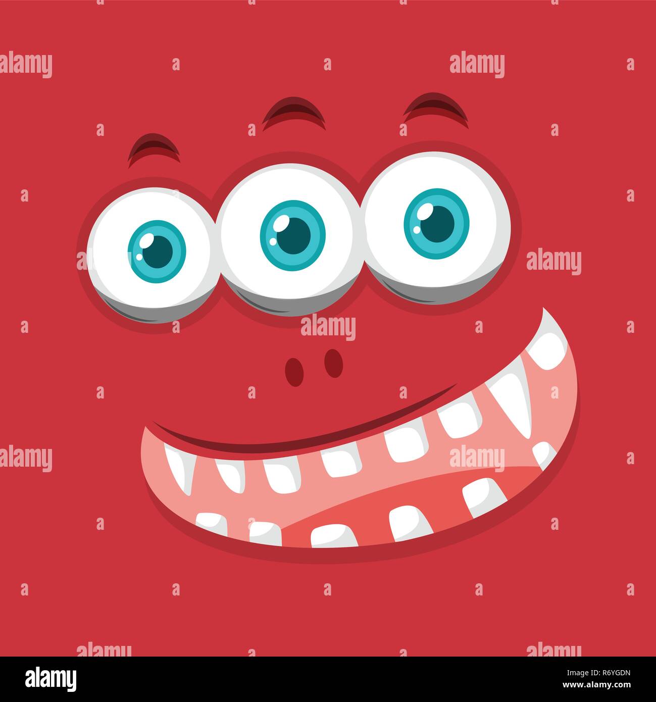 Monster face on red background illustration Stock Vector Image & Art ...