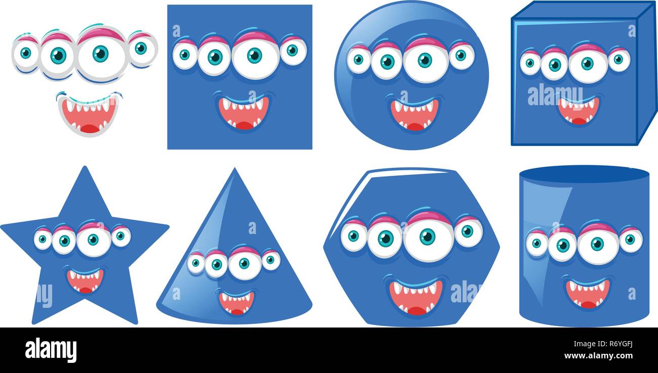 Monster head on different shape illustration Stock Vector Image & Art ...