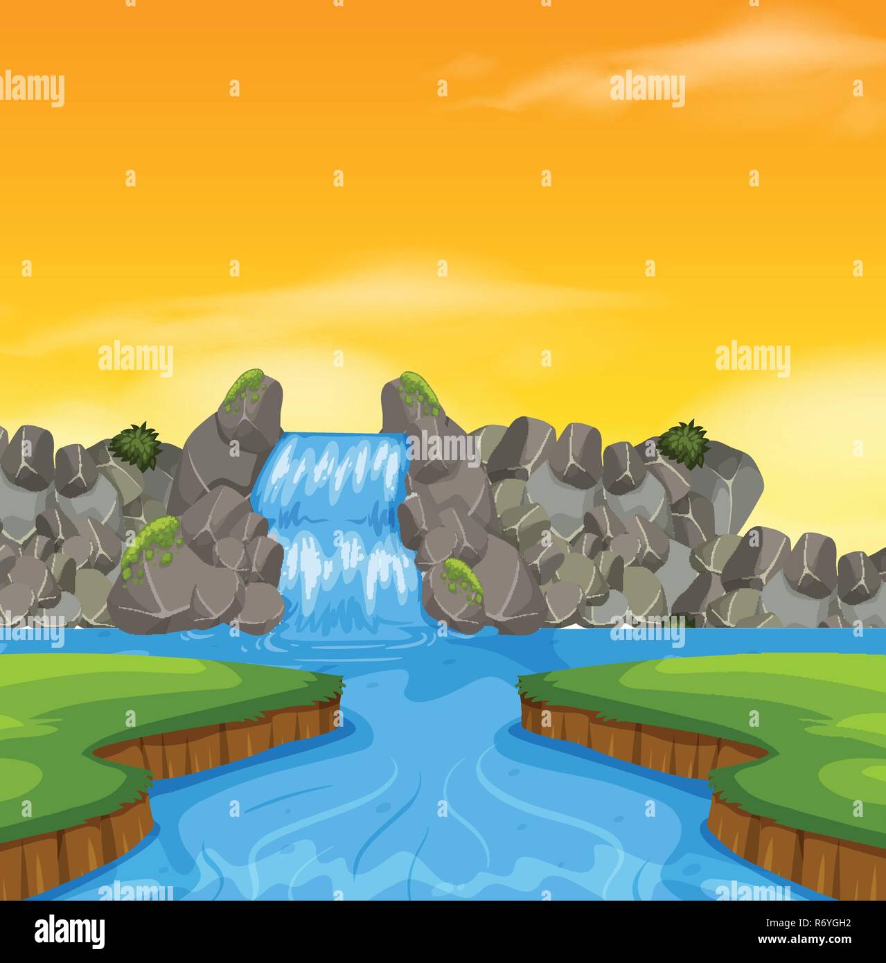 Waterfall water stream in Stock Vector Images - Alamy