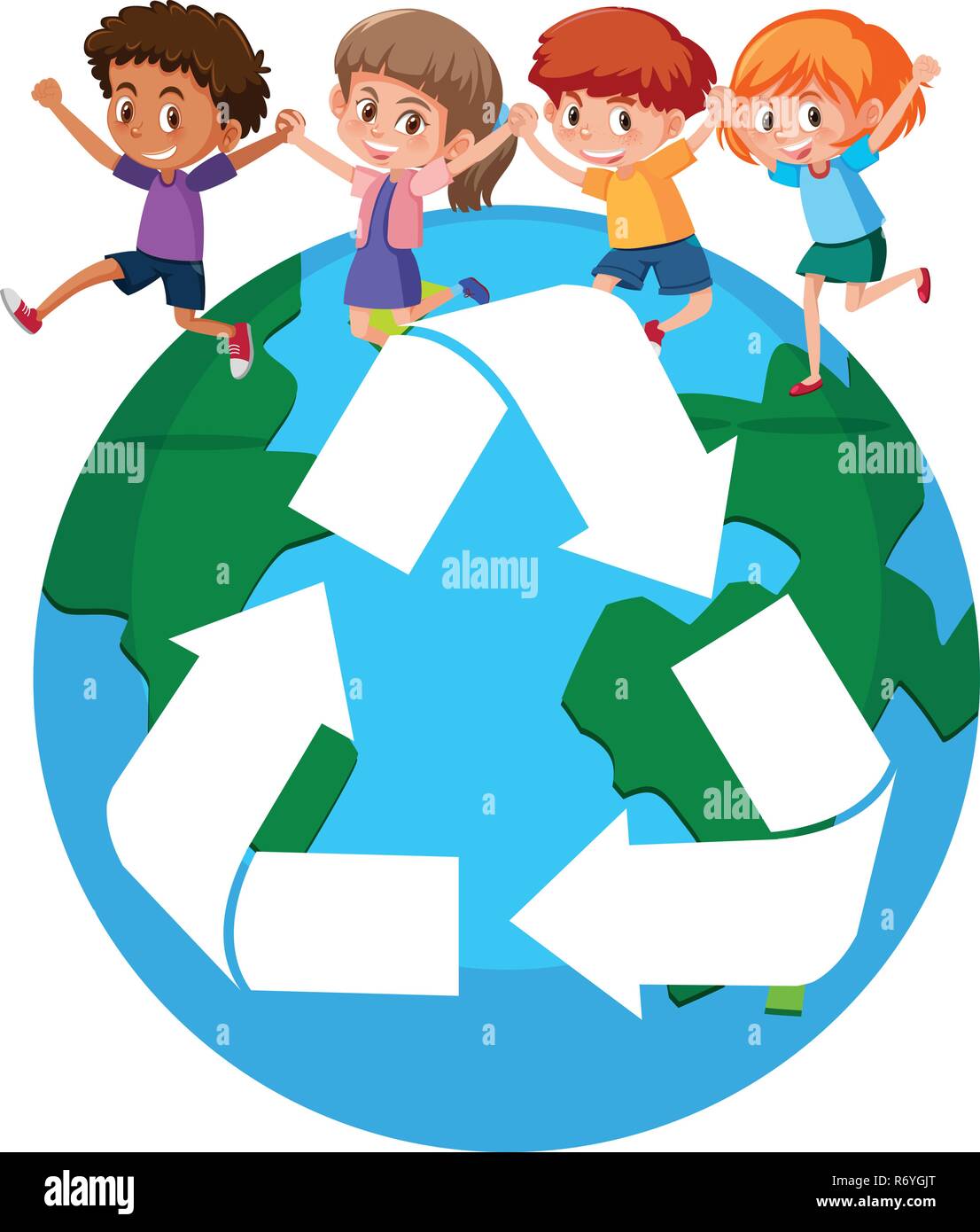 Children around the world recycling concept illustration Stock Vector ...