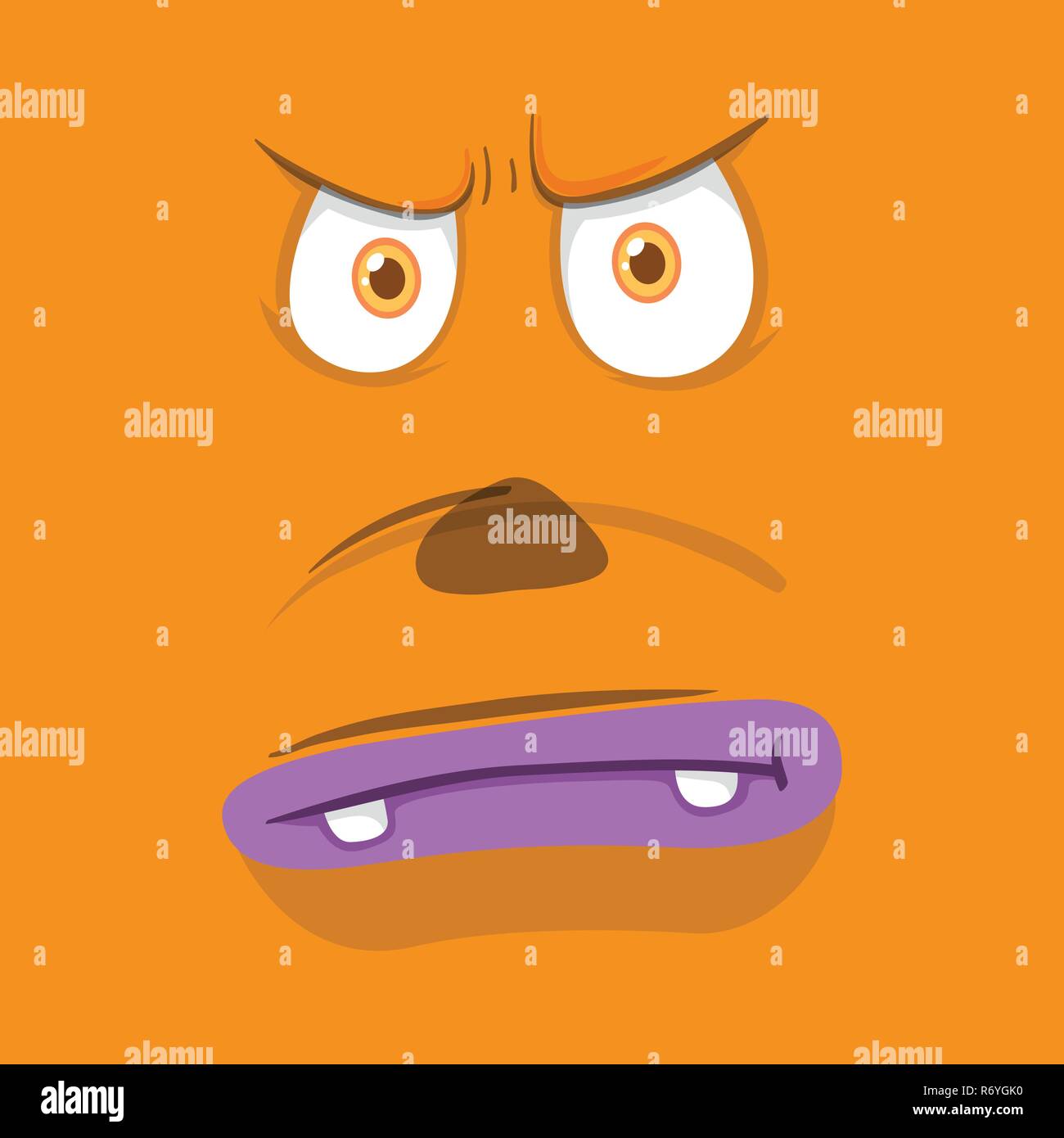 Orange monster face expression illustration Stock Vector Image & Art ...