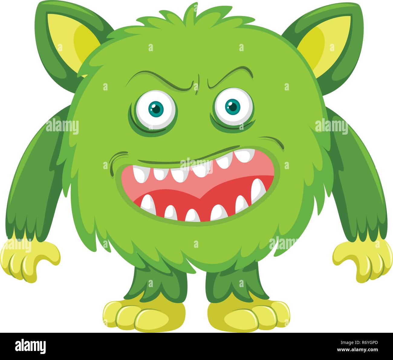 Scary green monster character illustration Stock Vector Image & Art - Alamy