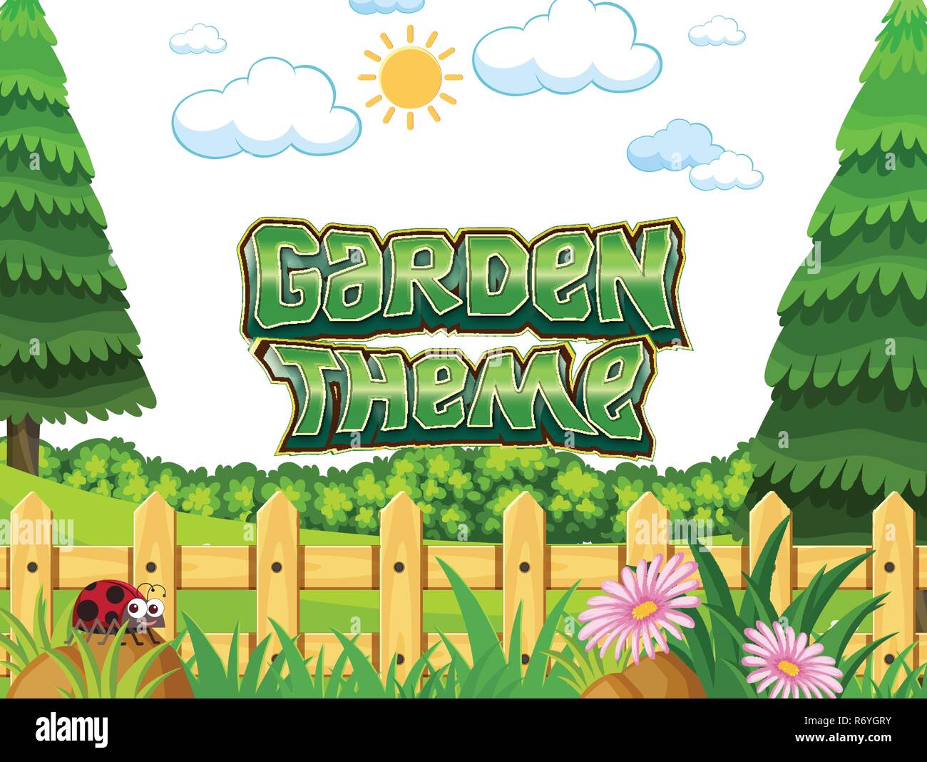 Garden theme concept scene illustration Stock Vector Image & Art - Alamy