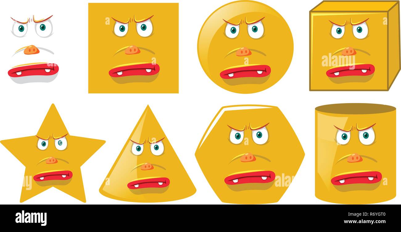 Set of orange monster face shapes illustration Stock Vector Image & Art ...