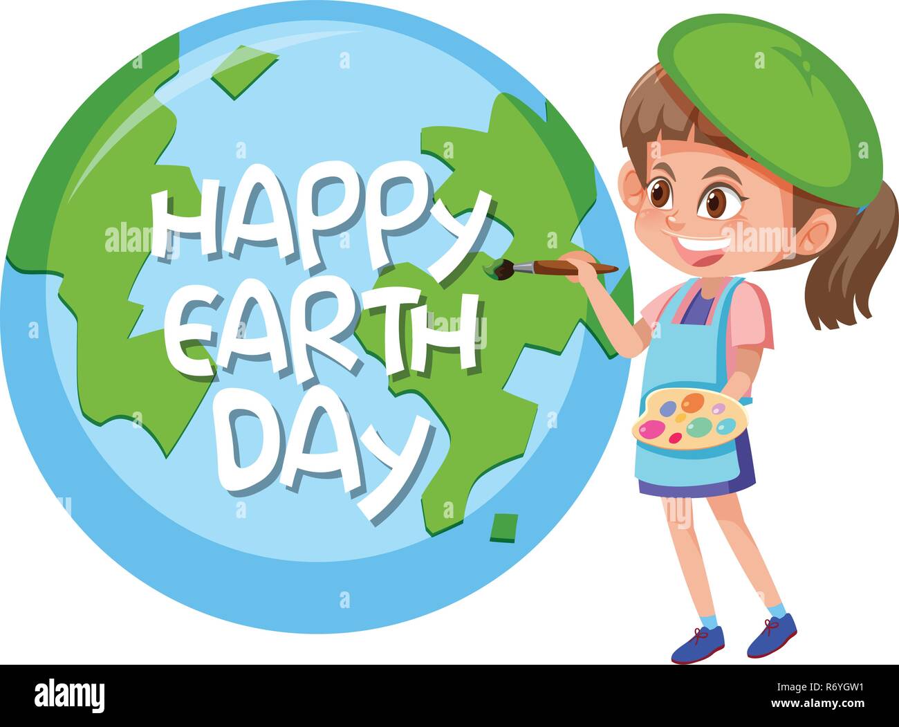 Happy Earth day girl concept illustration Stock Vector Image & Art - Alamy