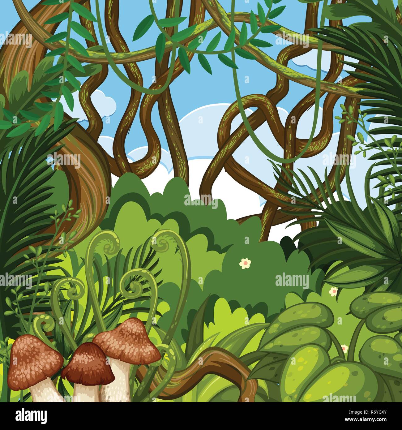 A green jungle landscape illustration Stock Vector Image & Art - Alamy