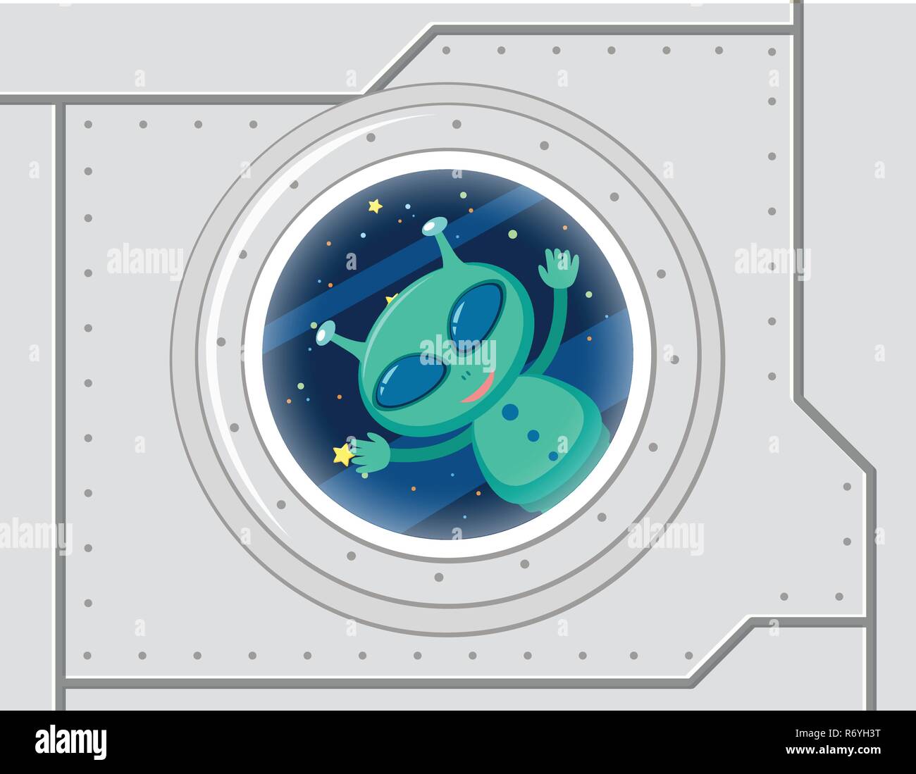Green alien in space illustration Stock Vector Image & Art - Alamy
