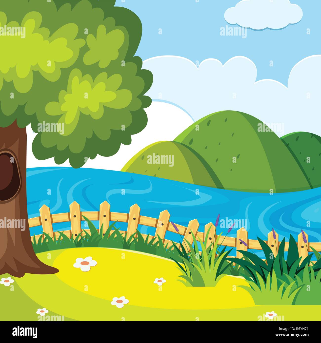 A nature hill landscape illustration Stock Vector Image & Art - Alamy
