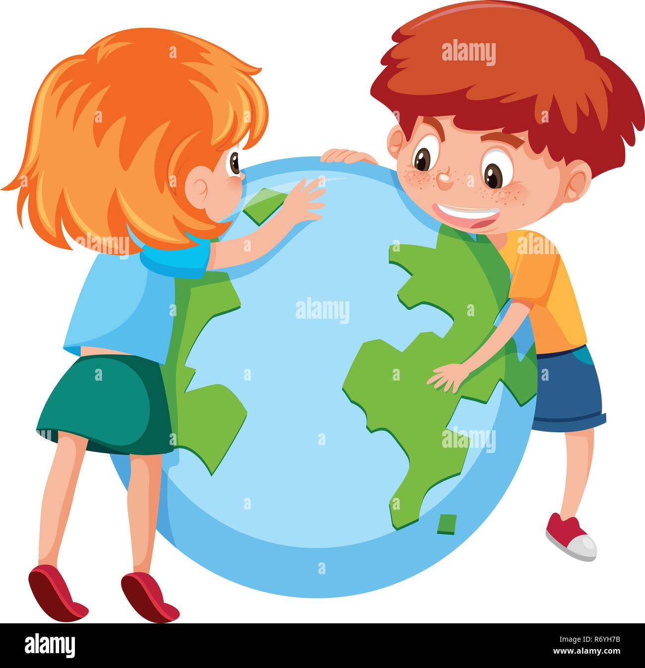 Children and planet earth illustration Stock Vector Image & Art - Alamy