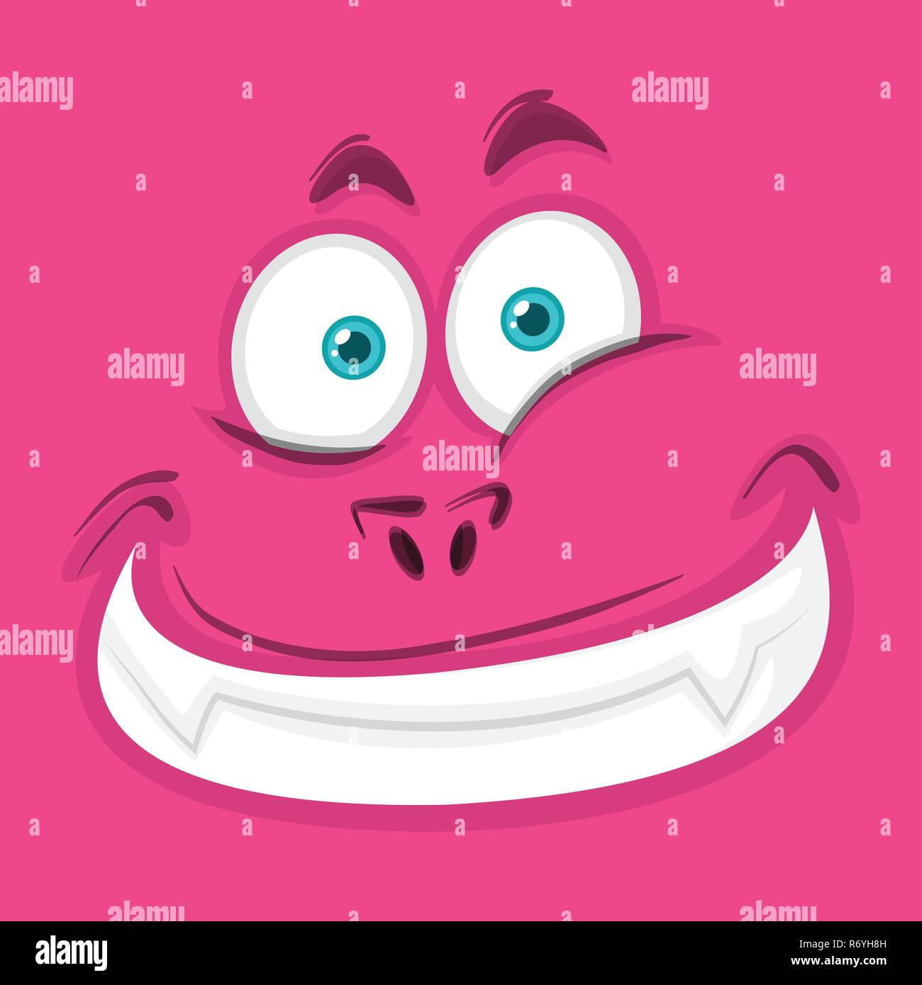 Happy pink monster face illustration Stock Vector Image & Art - Alamy