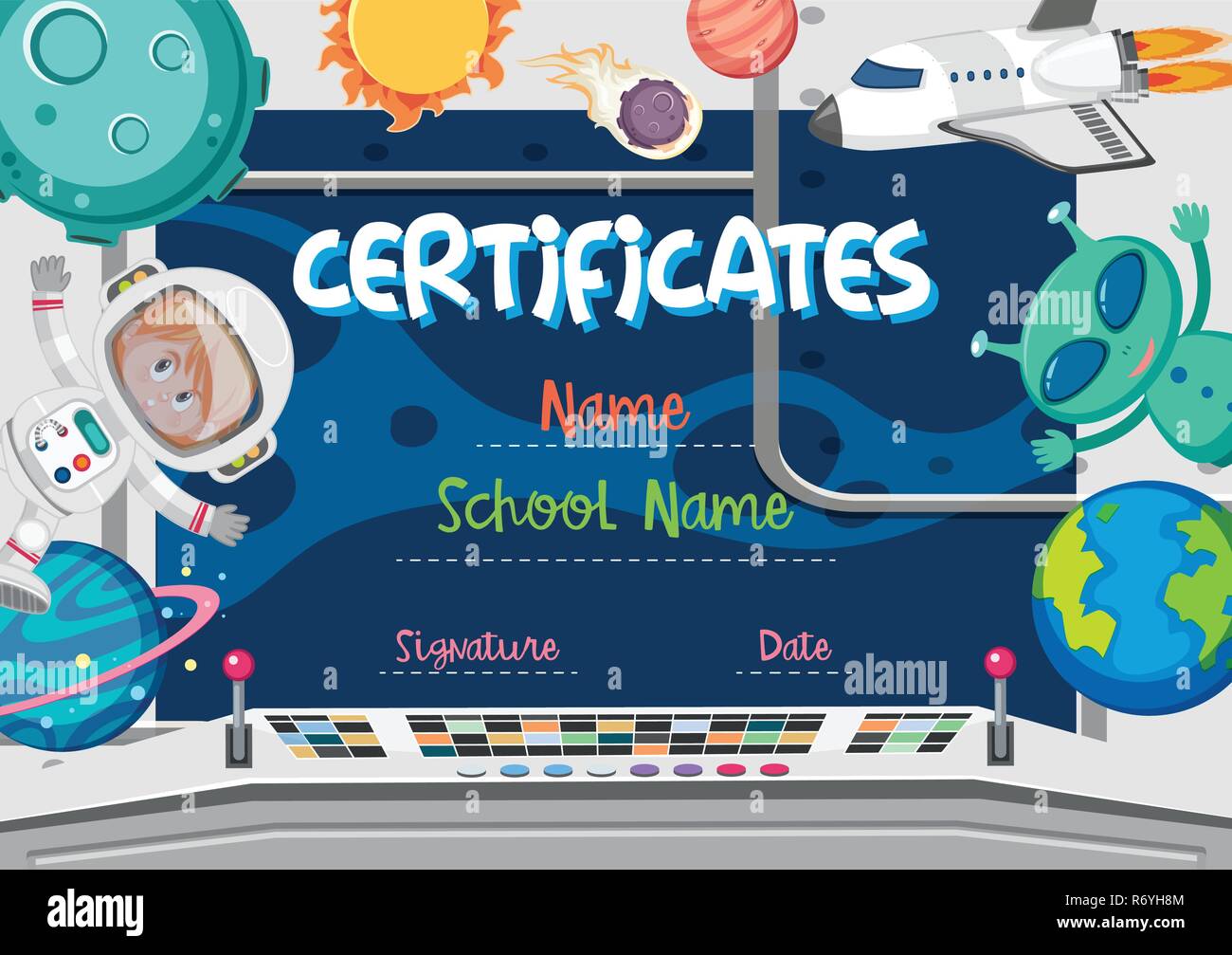 Space theme certificate concept illustration Stock Vector Image & Art ...