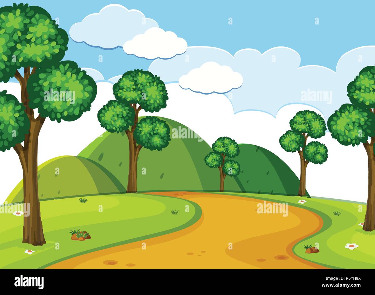 A nature road landscape illustration Stock Vector Image & Art - Alamy