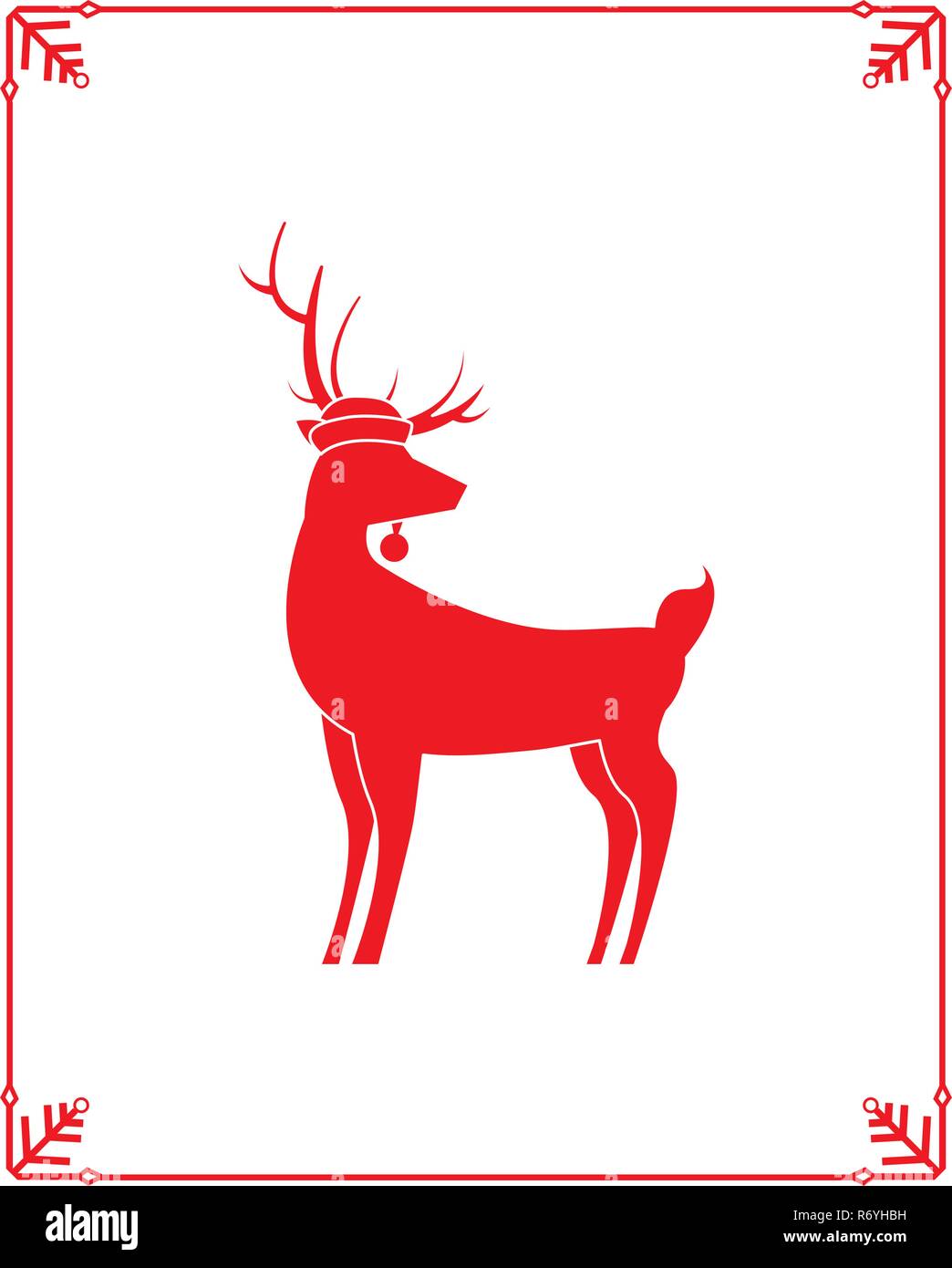 red reindeer frame christmas decoration vector illustration Stock ...