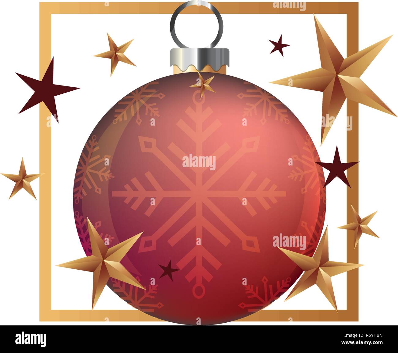 red ball stars frame christmas decoration vector illustration Stock ...
