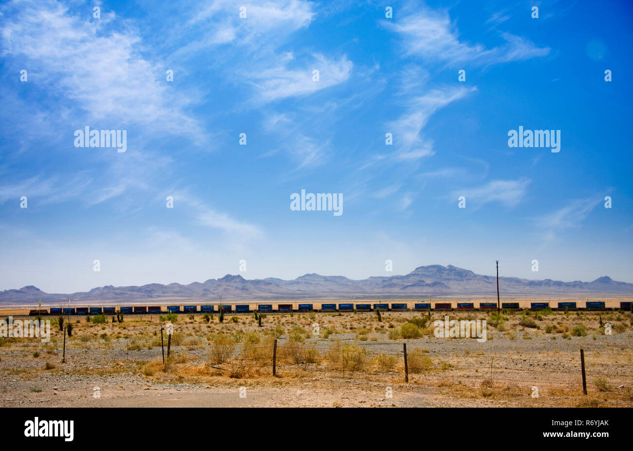 Desert Panorama with Train Stock Photo - Alamy