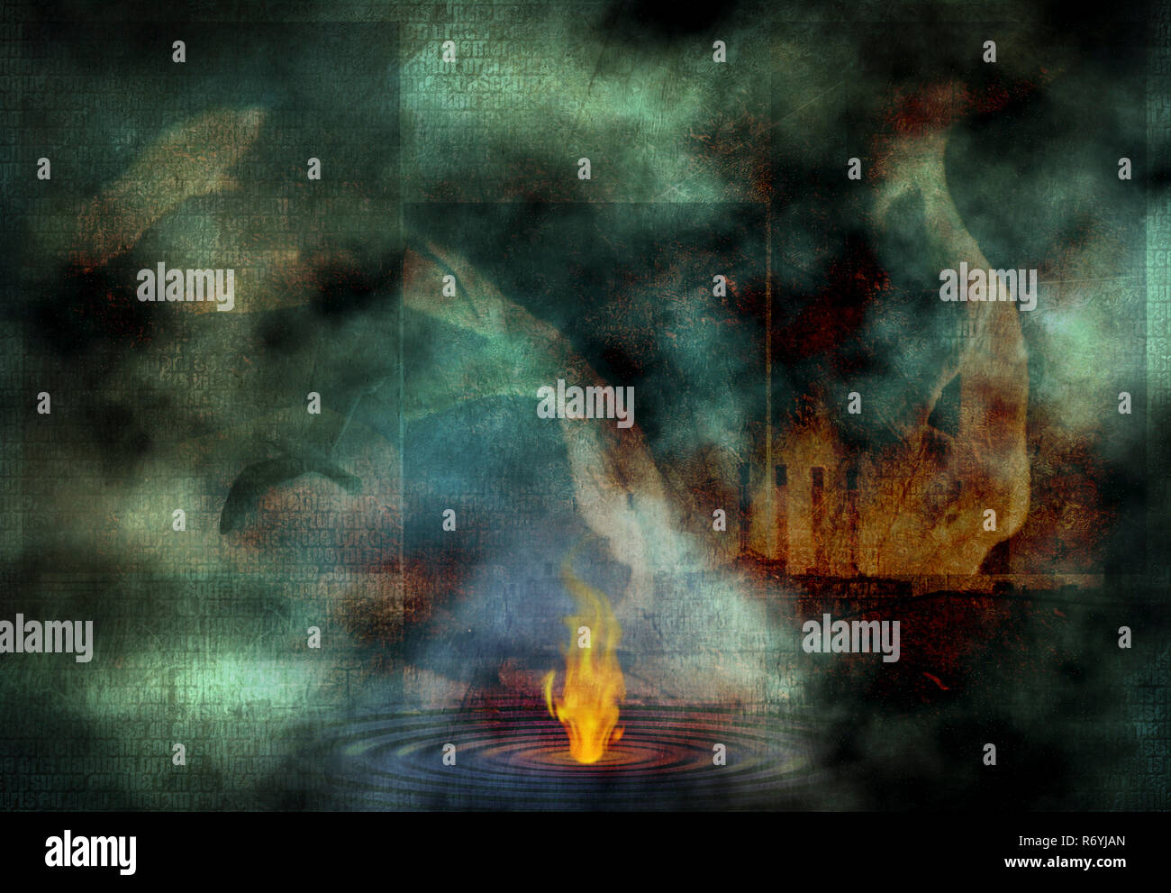 Abstract composition. Fire burn on water surface Stock Photo - Alamy