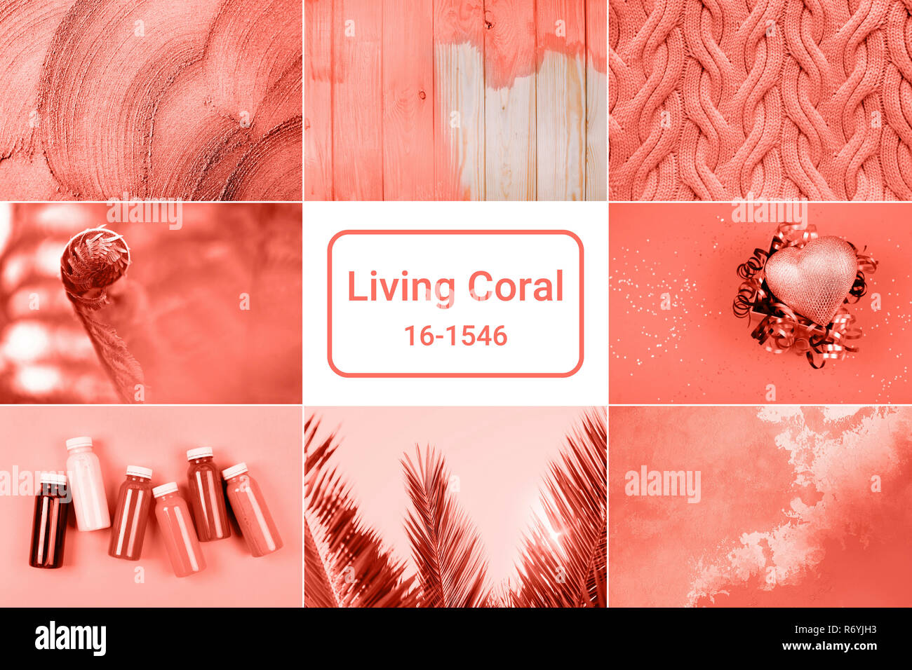 Creative collage inspired by Living Coral - Color of the Year 2019 ...