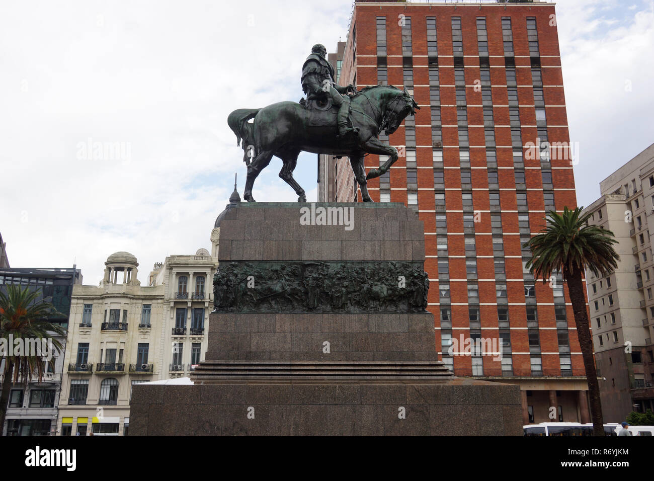 independence square building city Montevideo Uruguay horse statue Stock ...