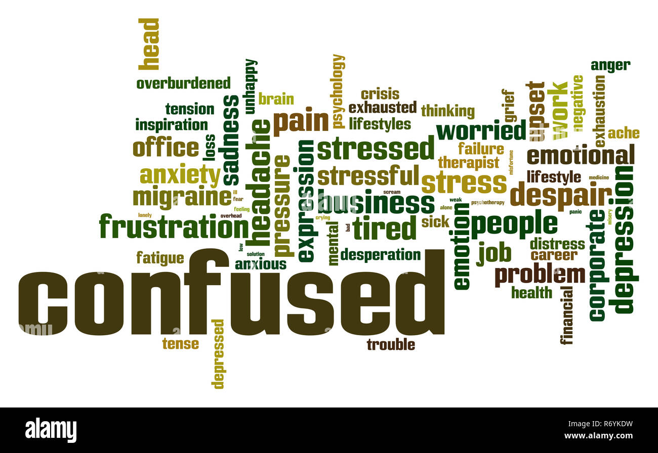 Confused word cloud, 3D rendering Stock Photo - Alamy