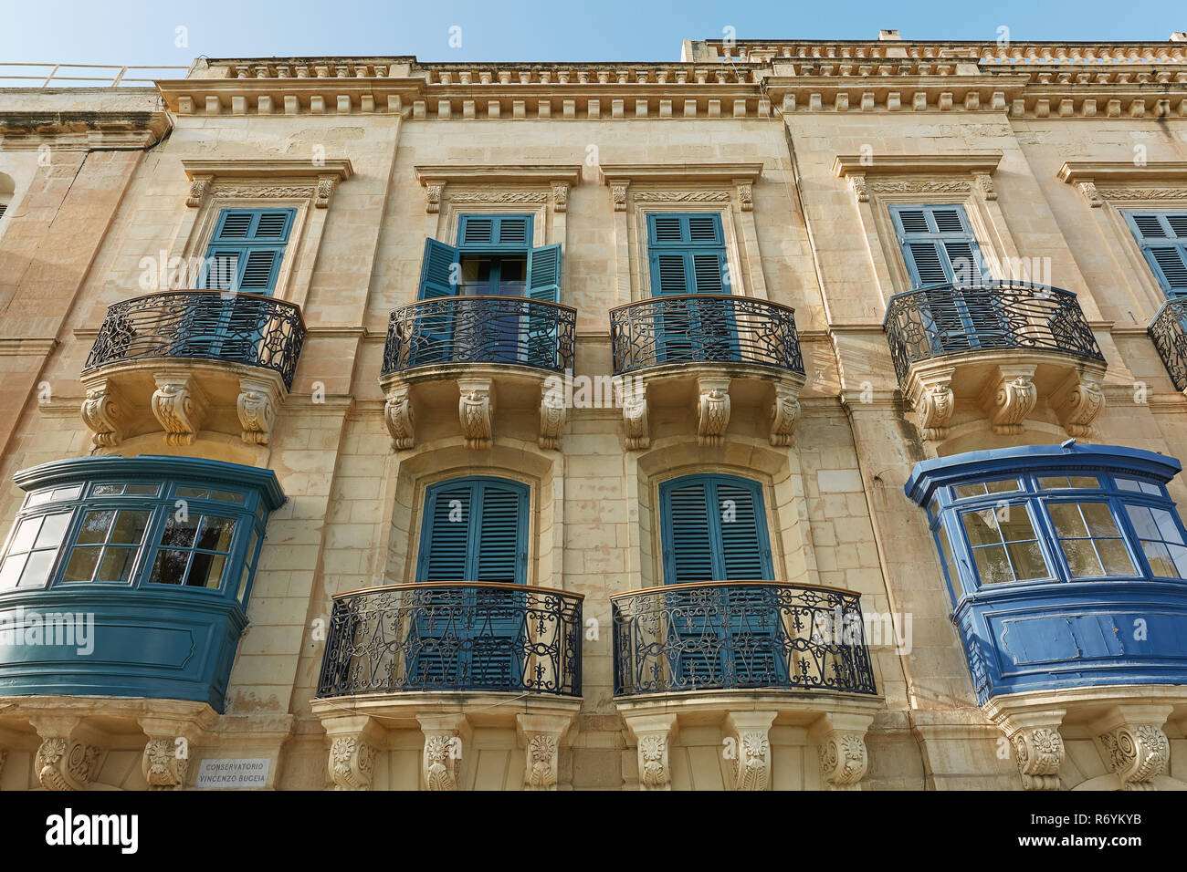Typical and traditional colorful architecture and houses in Valletta in ...