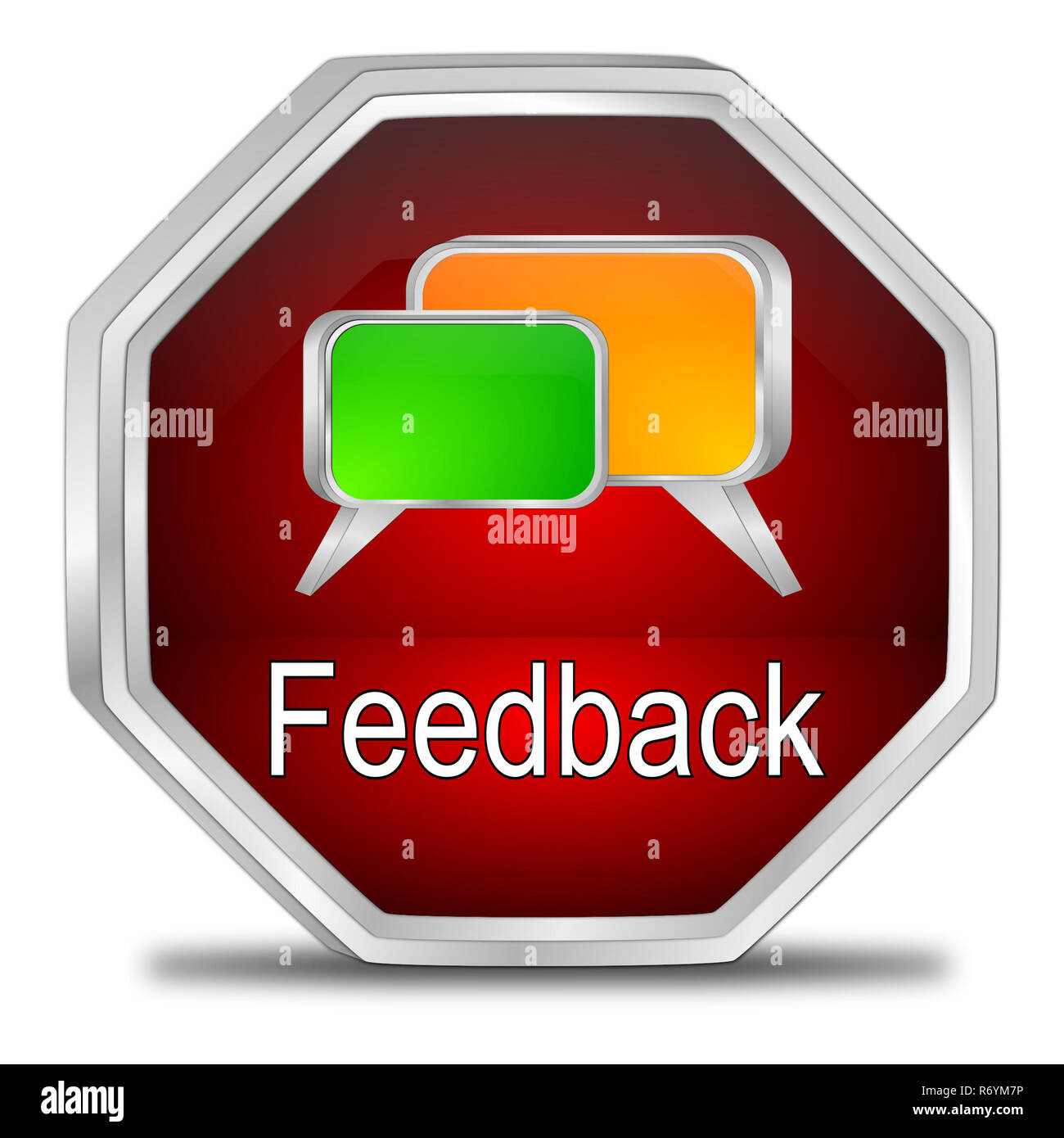 glossy red Feedback button - 3D illustration Stock Photo - Alamy