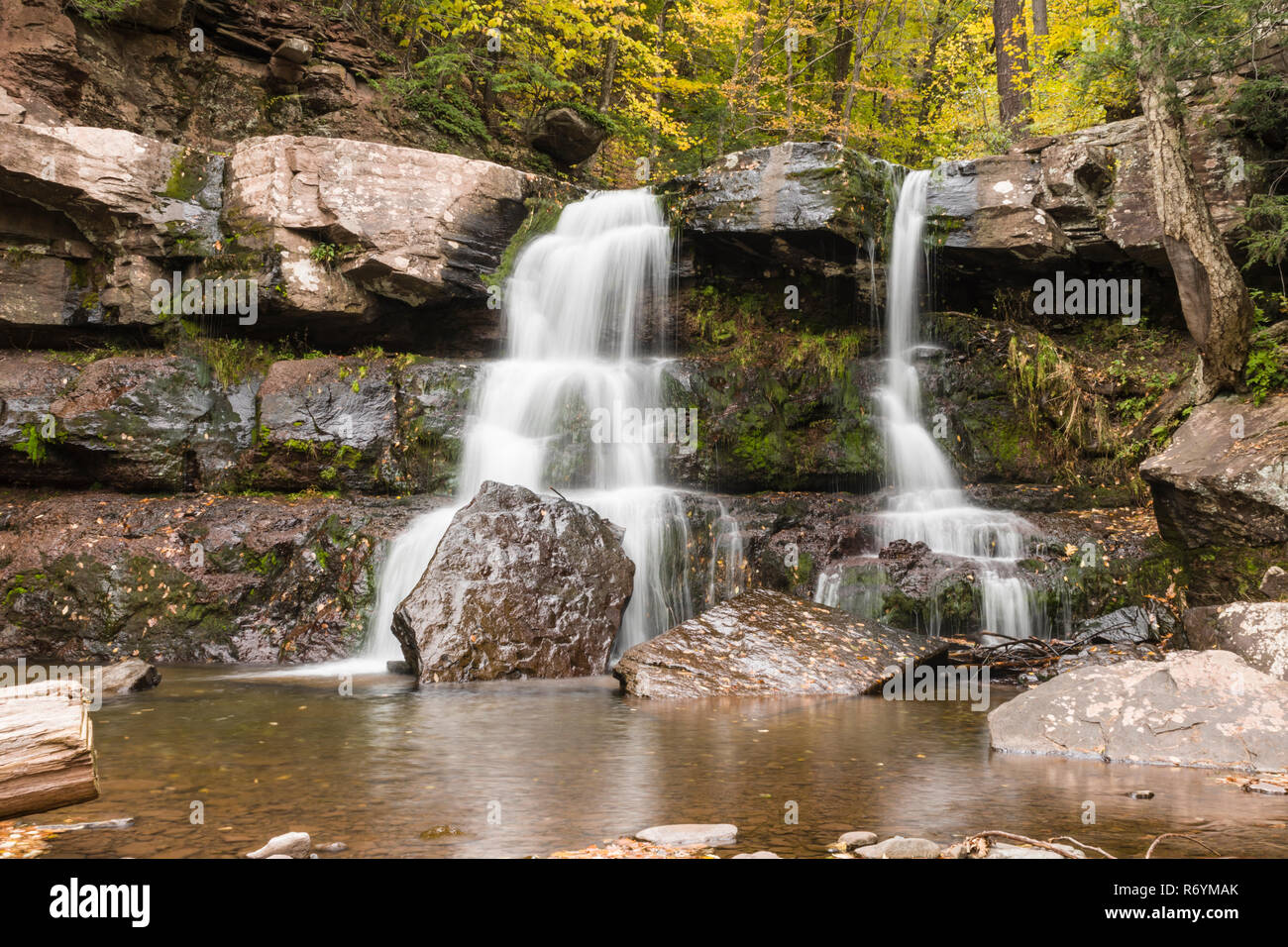 Autumn at Bastion Falls, down stream of Kaaterskill Falls in Catskill ...