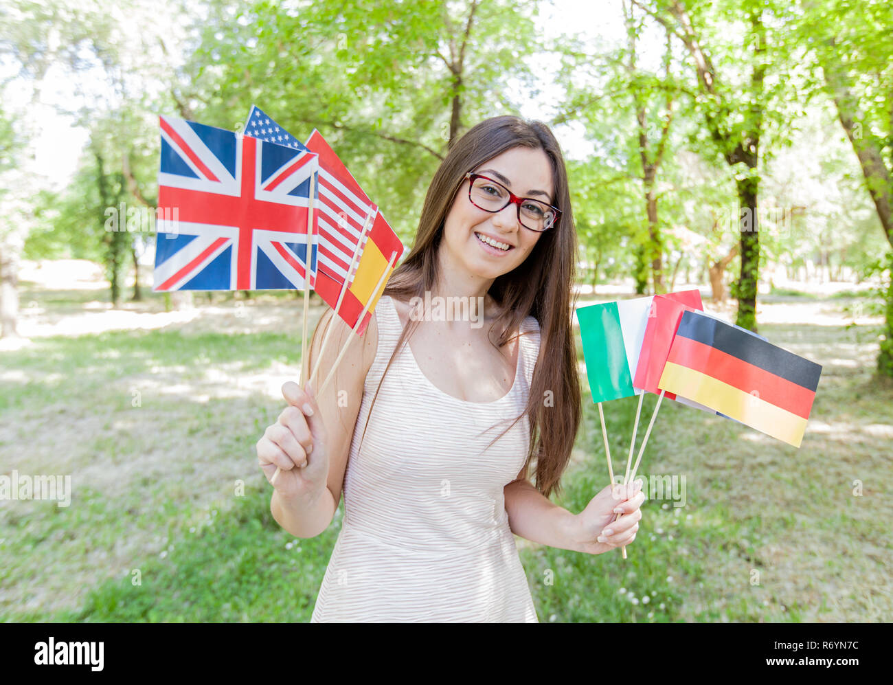 Happy Student Learning Languages Stock Photo - Alamy