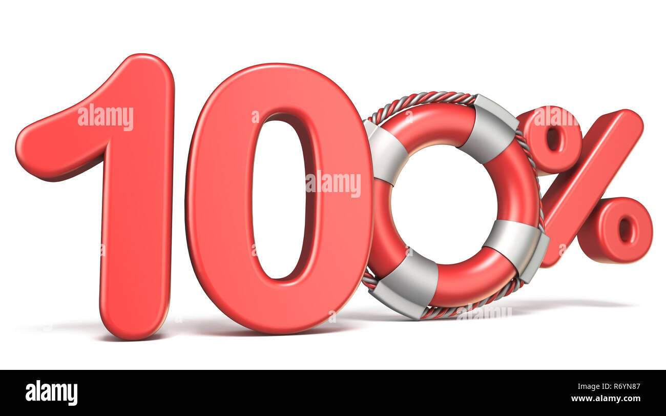 Life buoy 100 percent sign 3D Stock Photo - Alamy