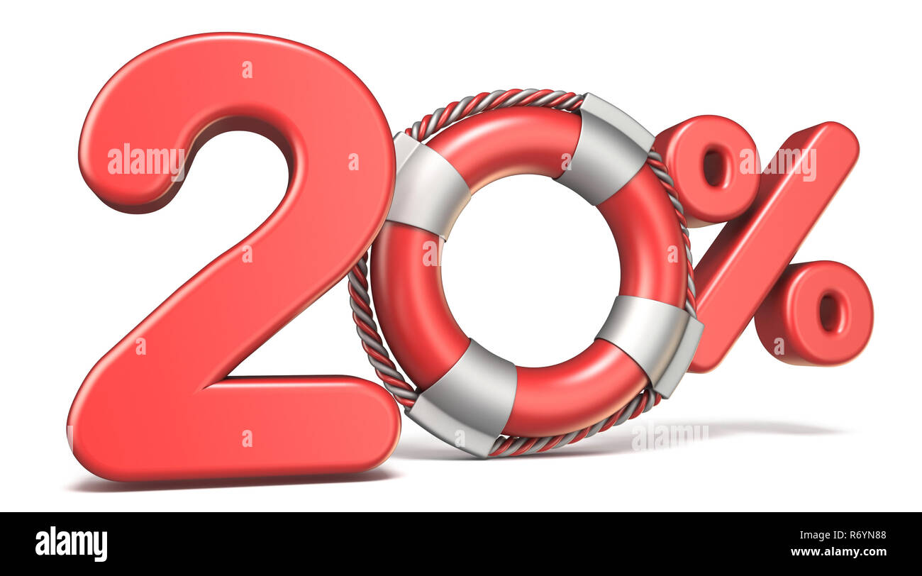 Life buoy 20 percent sign 3D Stock Photo - Alamy