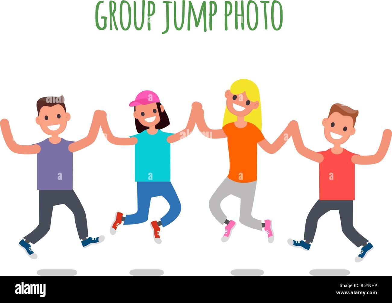 Group Jump Photo. Flat design Characters. Vector Stock Vector Image ...