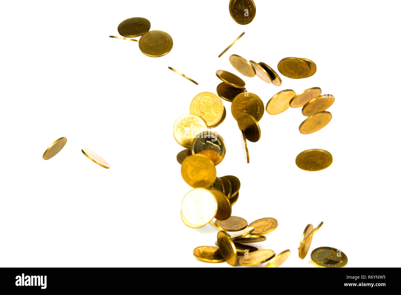 Movement of falling gold coin, flying coin, rain money isolated on ...