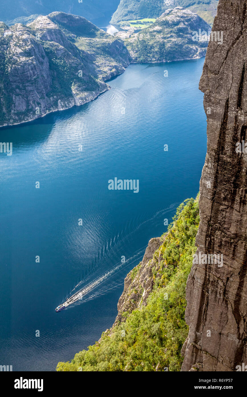 preikestolen,pulpit rock at lysefjorden (norway). a well known tourist ...