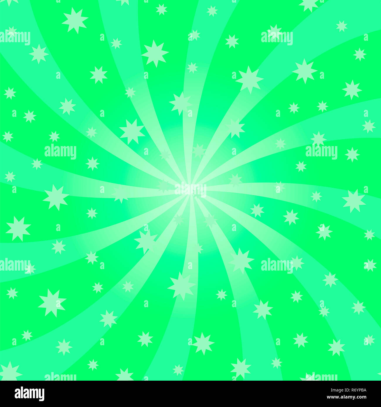 Green Cartoon Swirl Design. Vortex Starburst Spiral Twirl Square. Helix ...