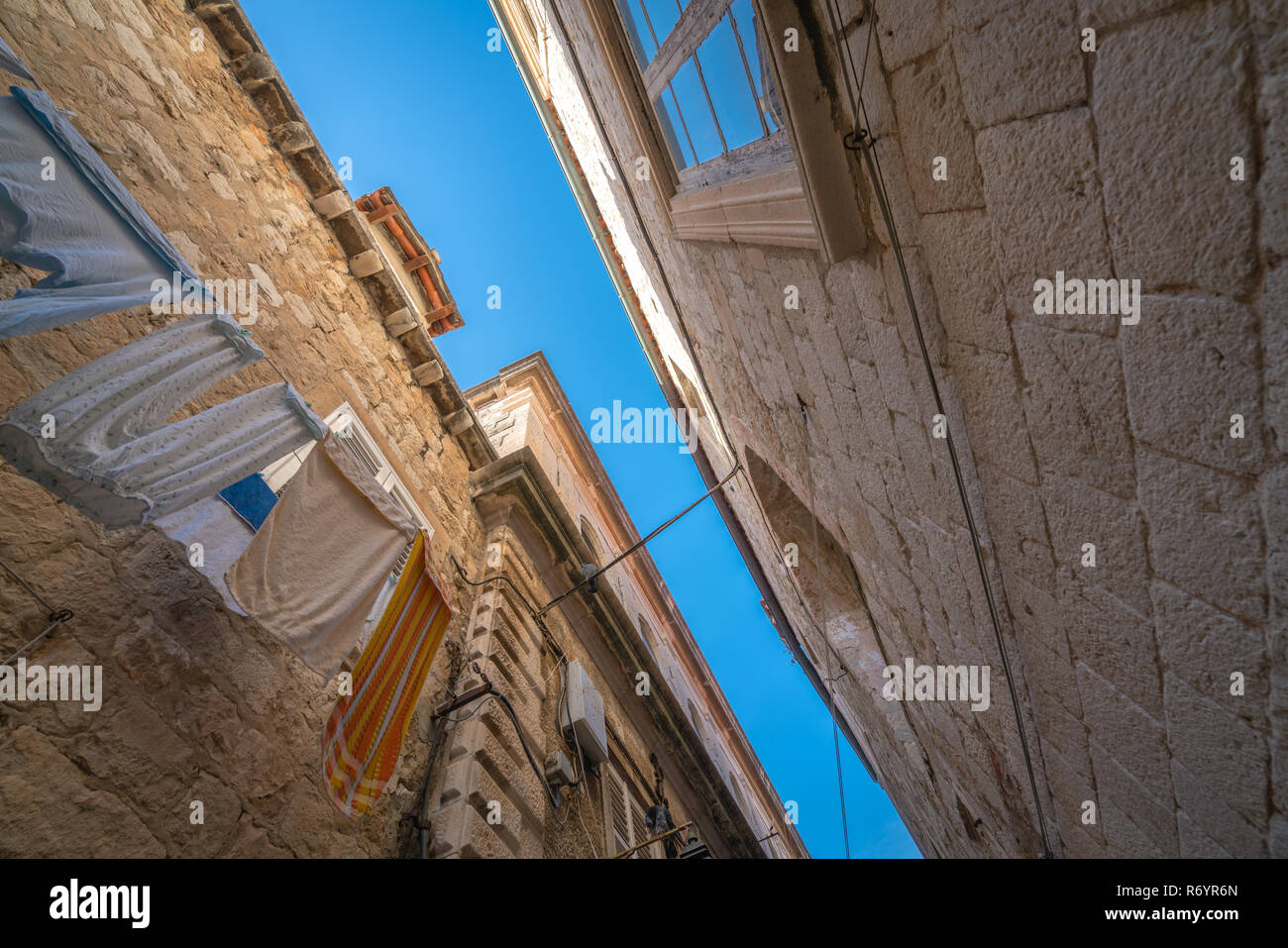 Laundry drying on a clothesline Stock Photo - Alamy