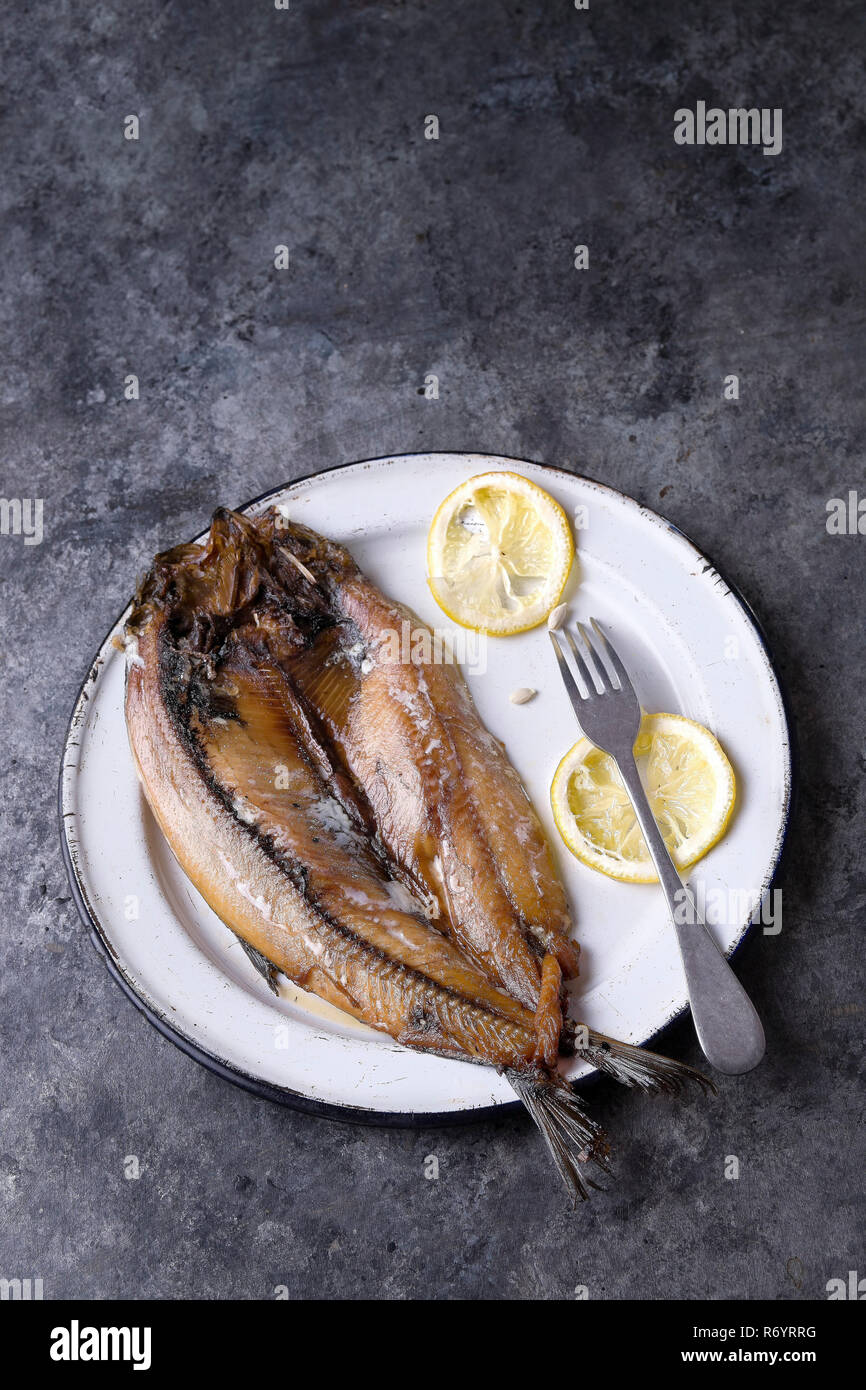 rustic smoked english kippers Stock Photo - Alamy