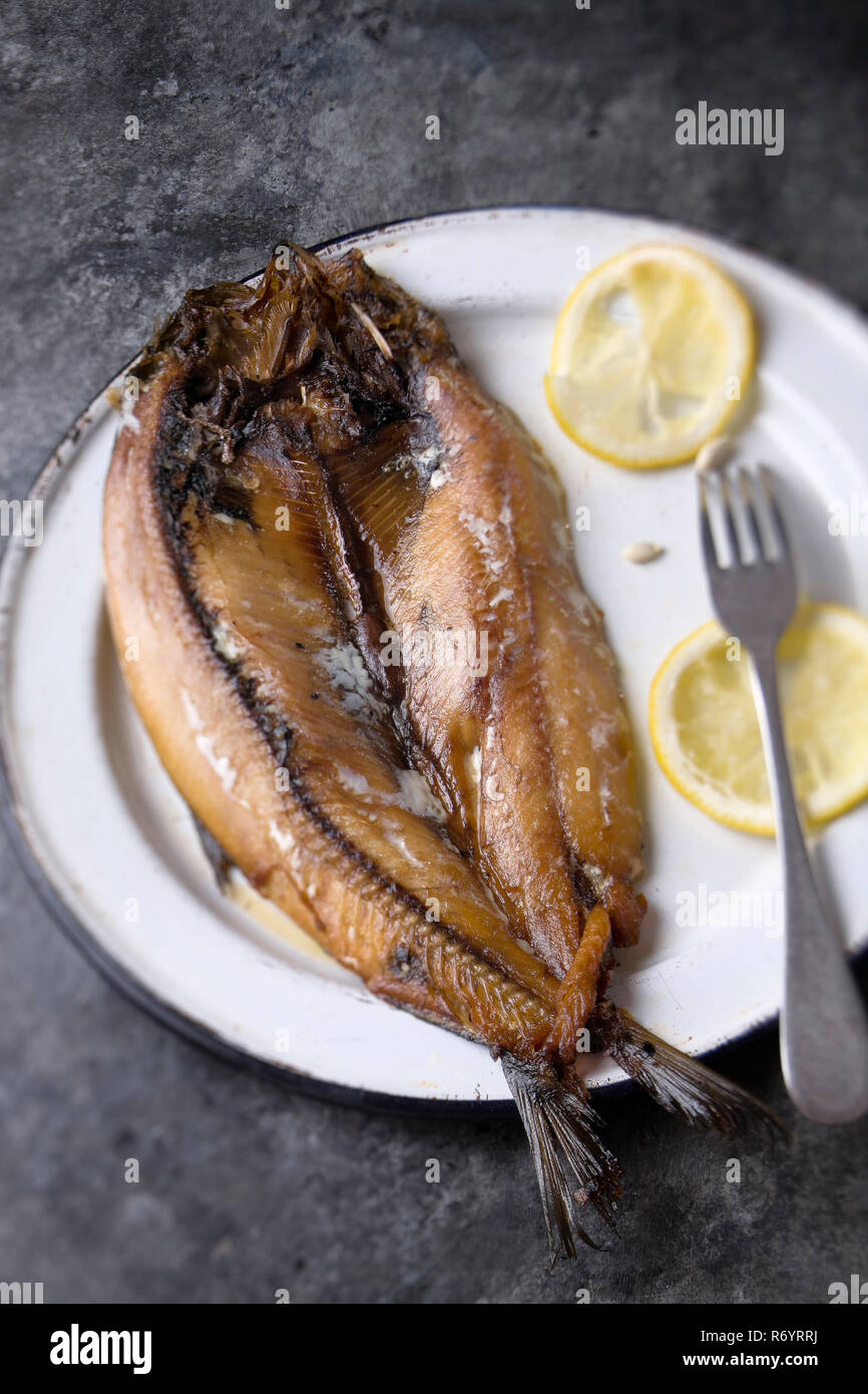 rustic smoked english kippers Stock Photo - Alamy