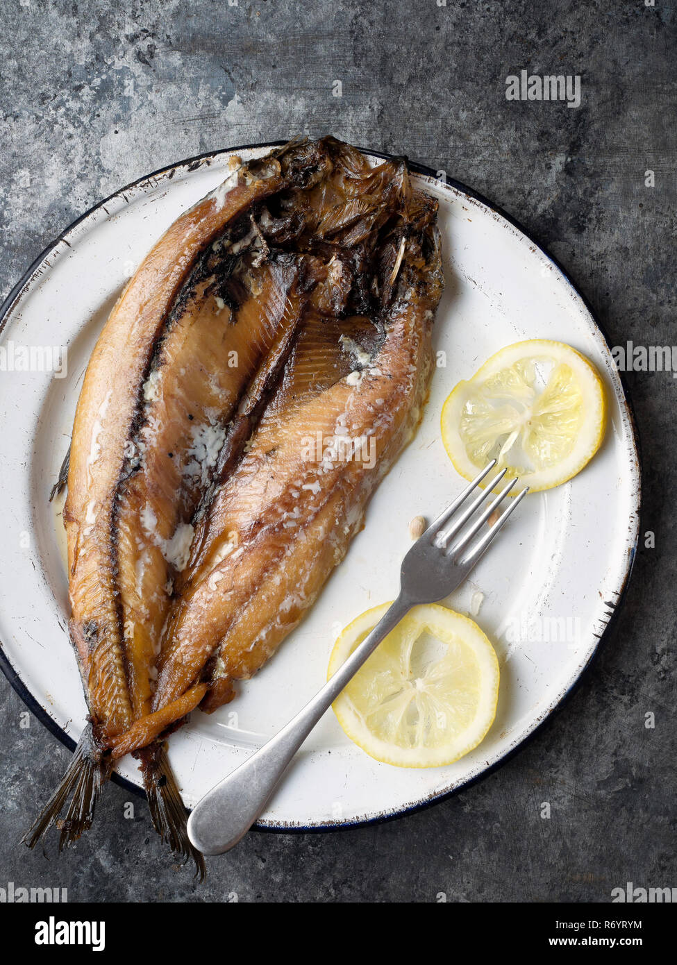 rustic smoked english kippers Stock Photo - Alamy
