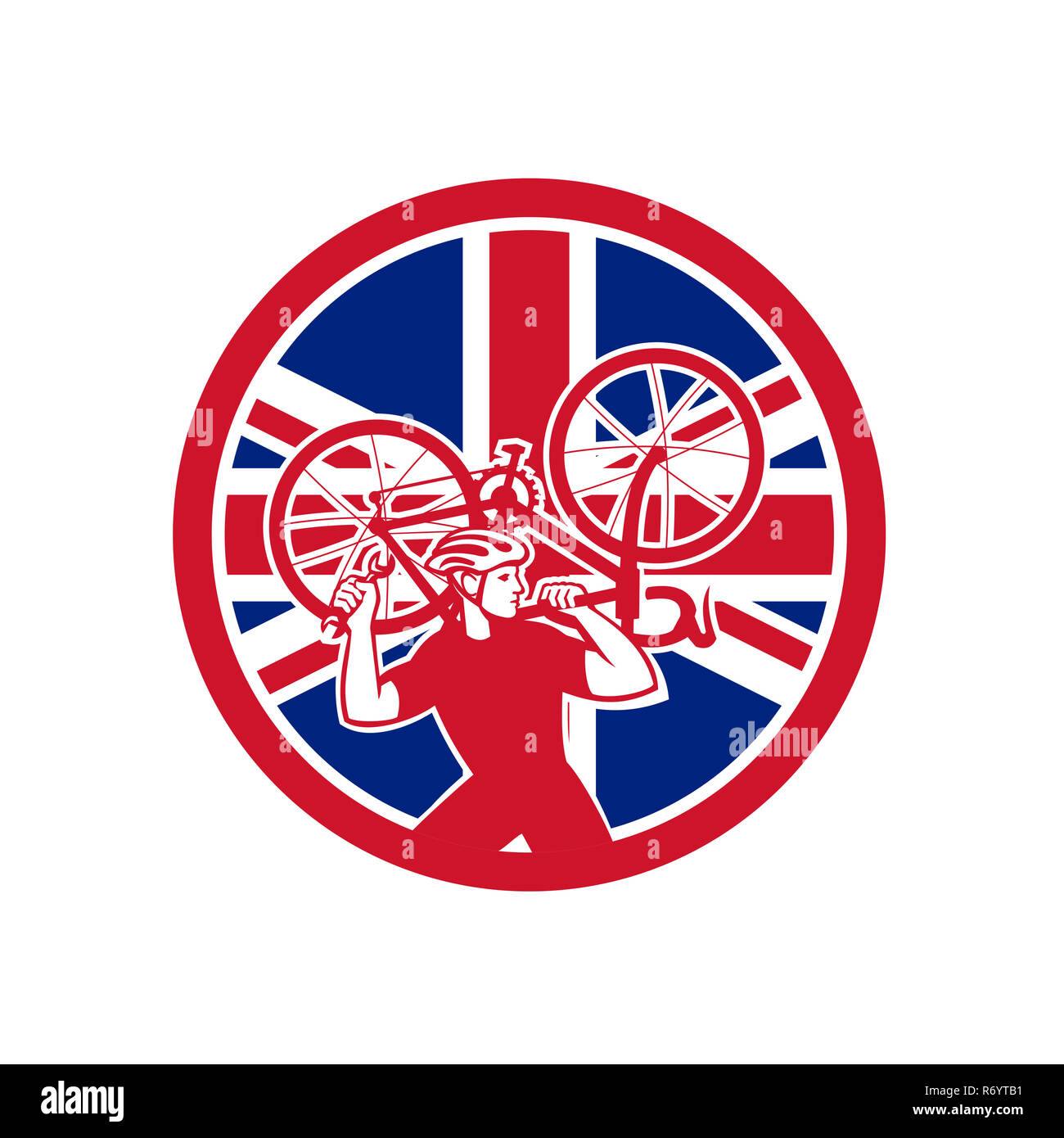 British Bike Mechanic Union Jack Flag Mascot Stock Photo - Alamy