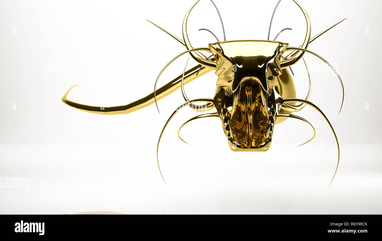 golden 3d rendering of a monster inside a studio Stock Photo - Alamy