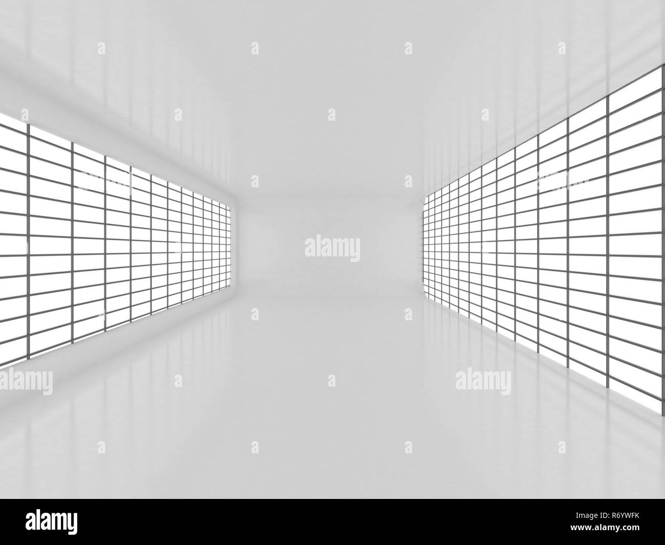 futuristic white room with area light 3d rendering Stock Photo - Alamy
