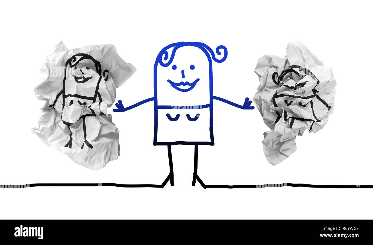 Cartoon Strong Woman Putting Away Paper Dumblings with other Girls ...