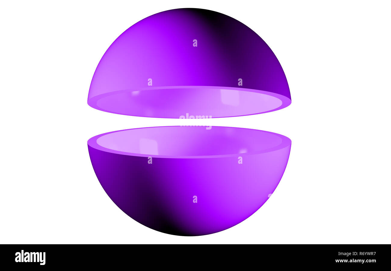 3d rendering of a hemisphere cut inside a studio on white Stock Photo ...